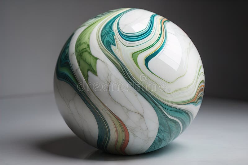 Colorful Marble Ball on a Solid Colour Background. Close-up Stock ...
