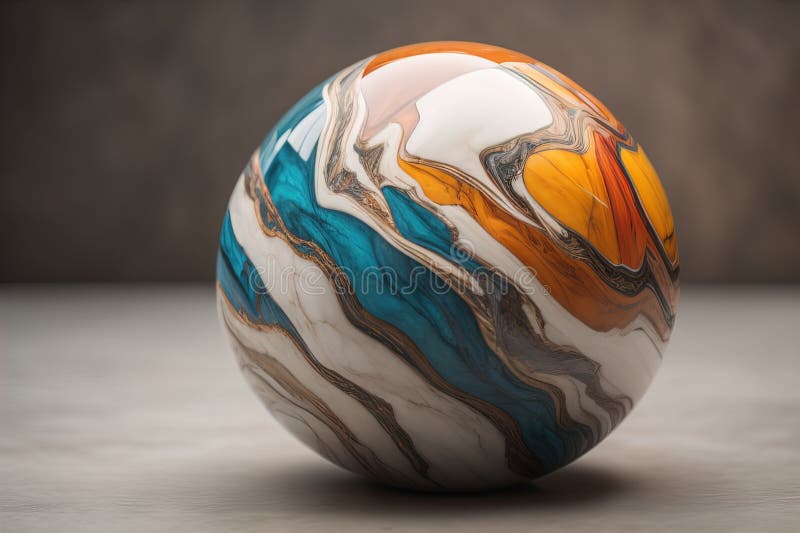 Colorful Marble Ball on a Solid Colour Background. Close-up Stock ...