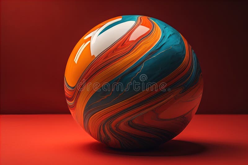 Colorful Marble Ball on a Solid Colour Background. Close-up Stock ...