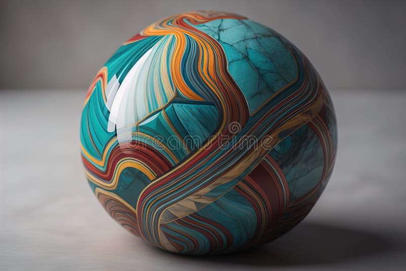 Colorful Marble Ball on a Solid Colour Background. Close-up Stock ...