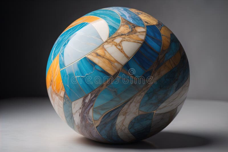 Colorful Marble Ball on a Solid Colour Background. Close-up Stock ...