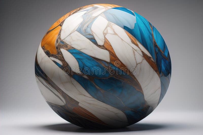 Colorful Marble Ball on a Solid Colour Background. Close-up Stock ...