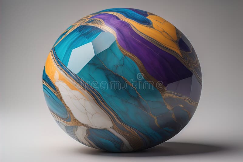 Colorful Marble Ball on a Solid Colour Background. Close-up Stock ...