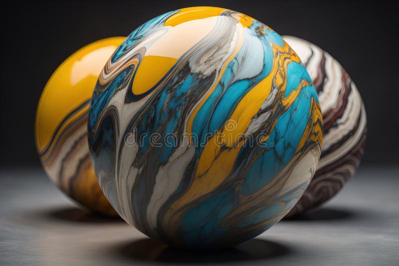Colorful Marble Ball on a Solid Colour Background. Close-up Stock ...