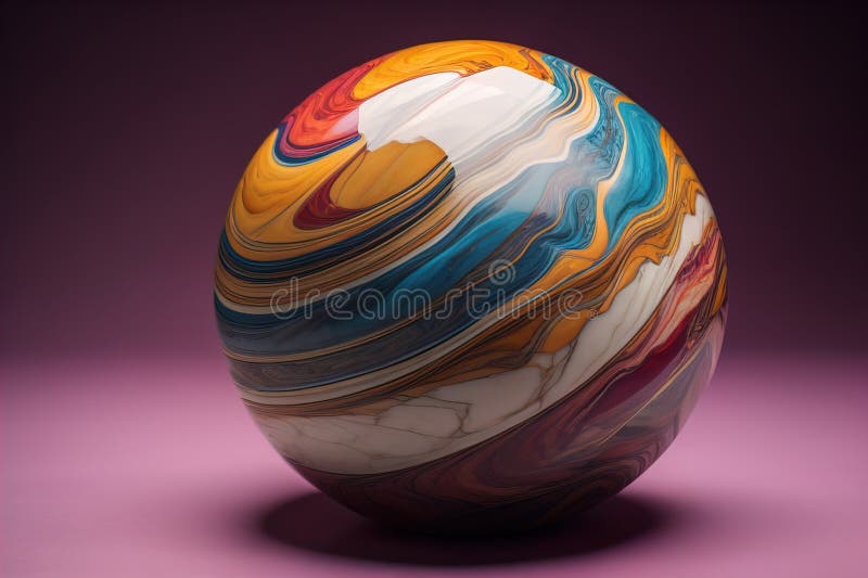 Colorful Marble Ball on a Solid Colour Background. Close-up Stock ...