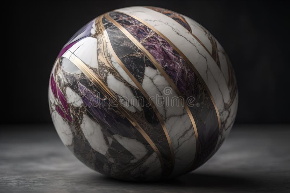 Colorful Marble Ball on a Solid Colour Background. Close-up Stock Photo ...