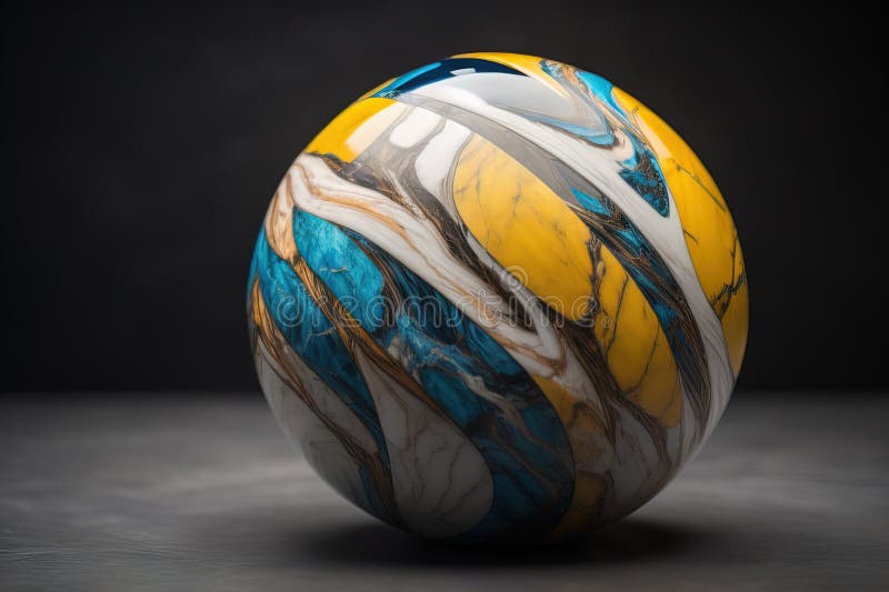 Colorful Marble Ball on a Solid Colour Background. Close-up Stock Image ...