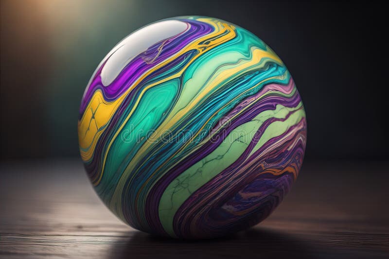 Colorful Marble Ball on a Solid Colour Background. Close-up Stock ...