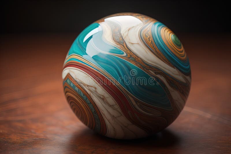 Colorful Marble Ball on a Solid Colour Background. Close-up Stock ...