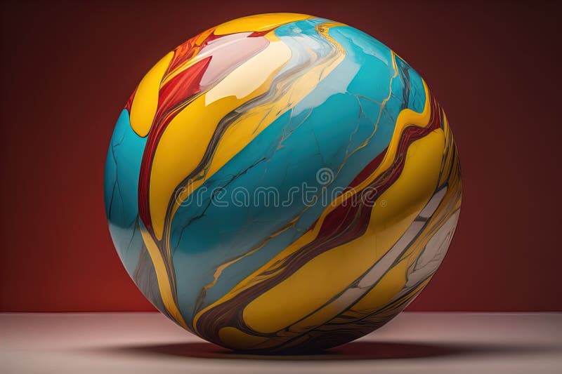 Colorful Marble Ball on a Solid Colour Background. Close-up Stock ...