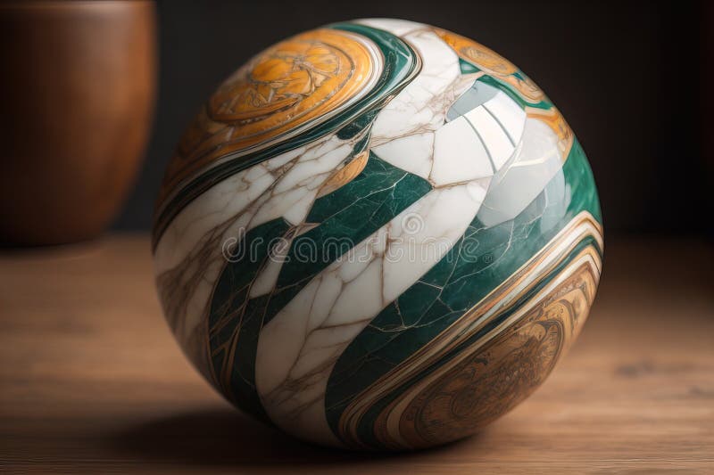 Colorful Marble Ball on a Solid Colour Background. Close-up Stock ...