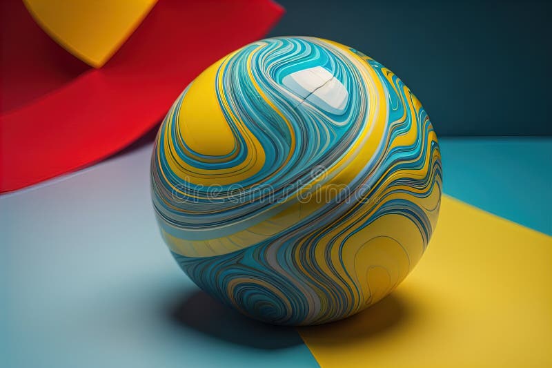 Colorful Marble Ball on a Solid Colour Background. Close-up Stock ...