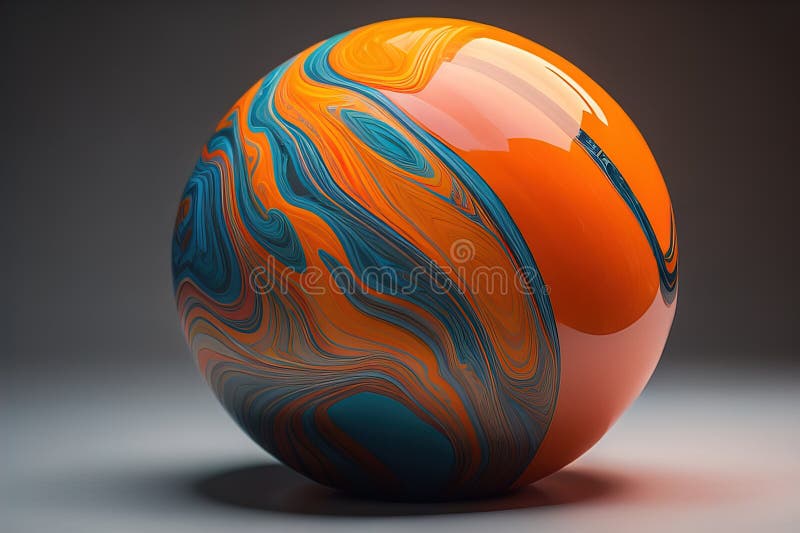 Colorful Marble Ball on a Solid Colour Background. Close-up Stock ...