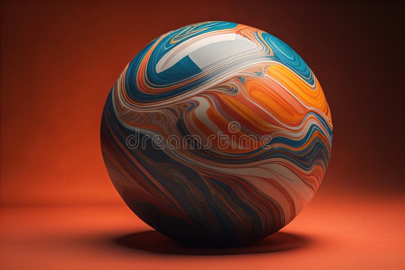 Colorful Marble Ball on a Solid Colour Background. Close-up Stock ...