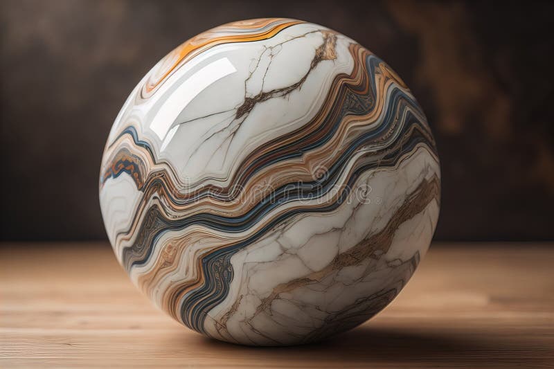 Colorful Marble Ball on a Solid Colour Background. Close-up Stock ...