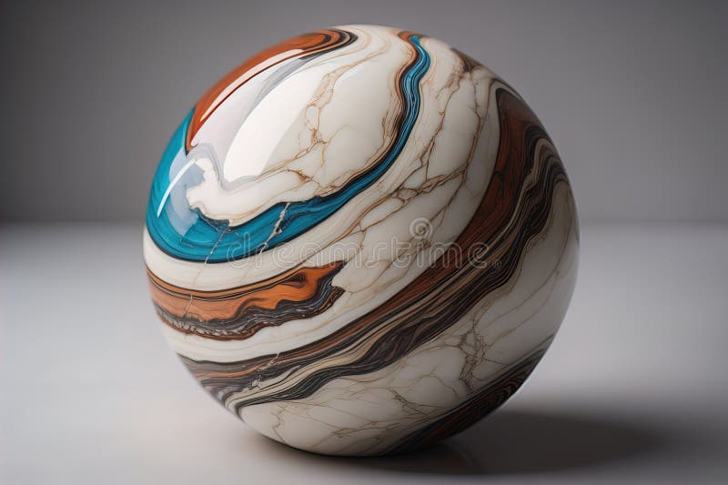 Colorful Marble Ball on a Solid Colour Background. Close-up Stock ...