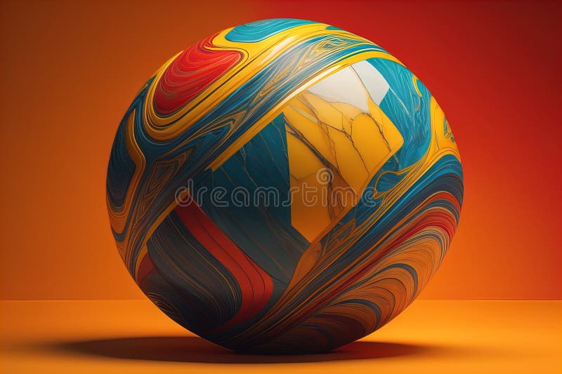 Colorful Marble Ball on a Solid Colour Background. Close-up Stock ...