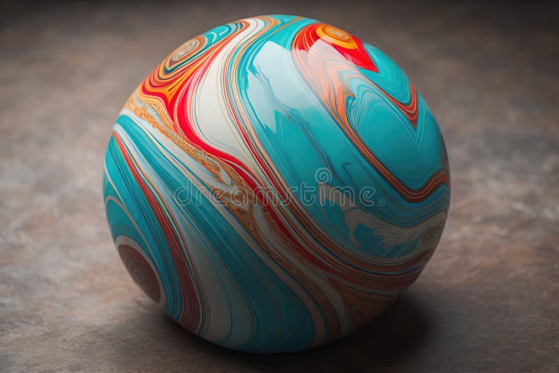 Colorful Marble Ball on a Solid Colour Background. Close-up Stock ...