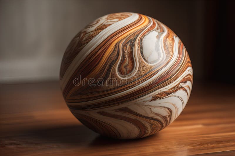 Colorful Marble Ball on a Solid Colour Background. Close-up Stock Image ...