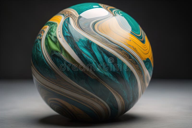 Colorful Marble Ball on a Solid Colour Background. Close-up Stock Photo ...