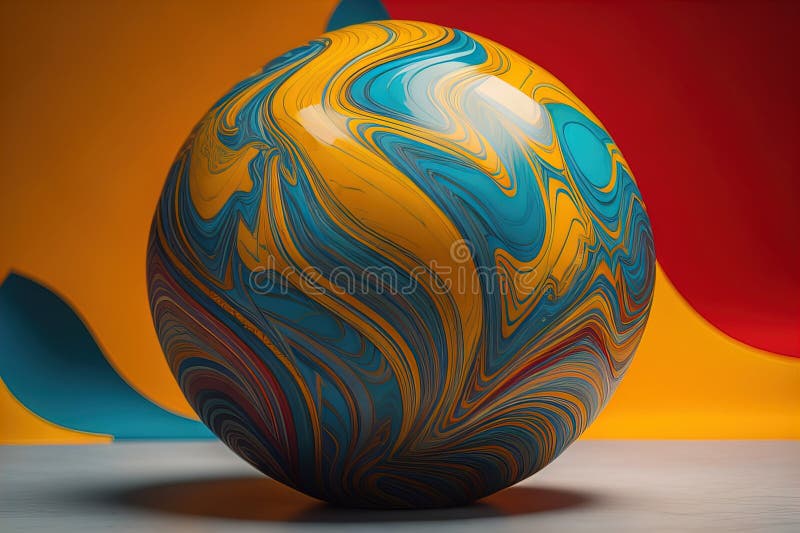 Colorful Marble Ball on a Solid Colour Background. Close-up Stock ...