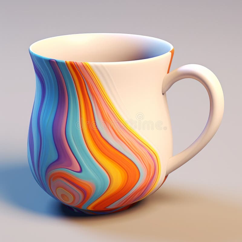 Colorful Liquid 3d Model Coffee Mug with Textured Shading and Distorted ...