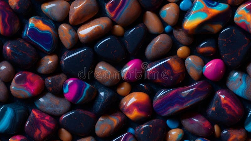 Colorful Marble Stone Seamless Patterns on Dark Background Stock ...