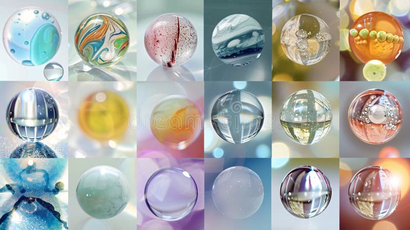 Colorful Marbles Collection: Playful Patterns on Light Blue Surface ...