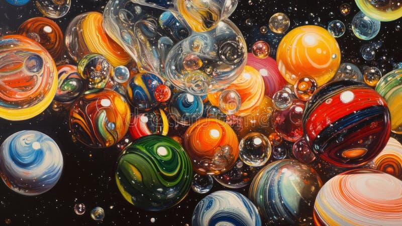 Colorful Marbles in Space Abstract Illustration Stock Illustration ...
