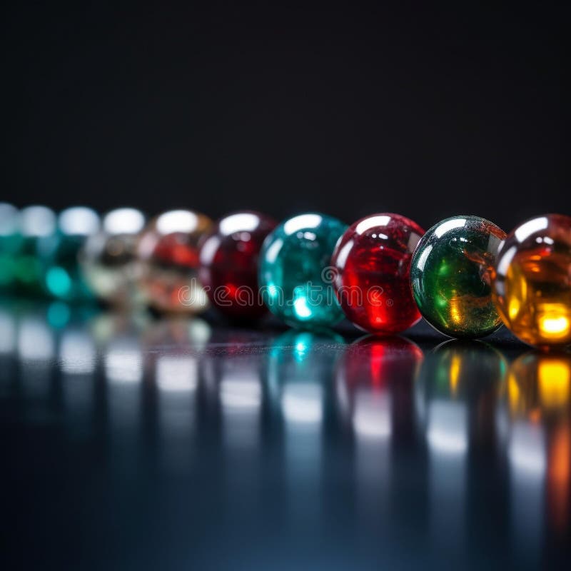 Colorful Marbles on Reflective Surface Stock Illustration ...