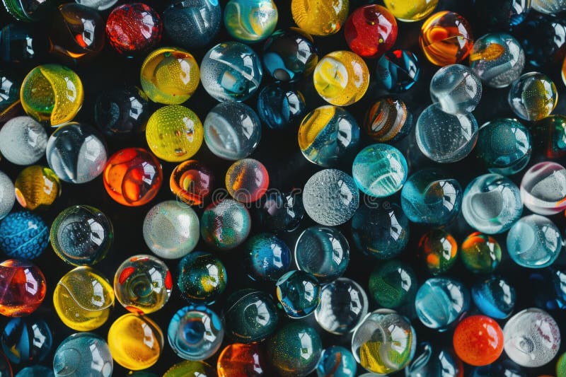 Colorful Marbles Stacked on a Table, Suitable for Various Projects ...