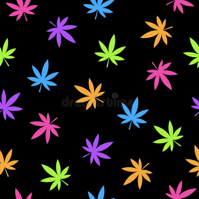 Colorful Marijuana Leaves Seamless Pattern. Cannabis Leaf Stock Vector ...