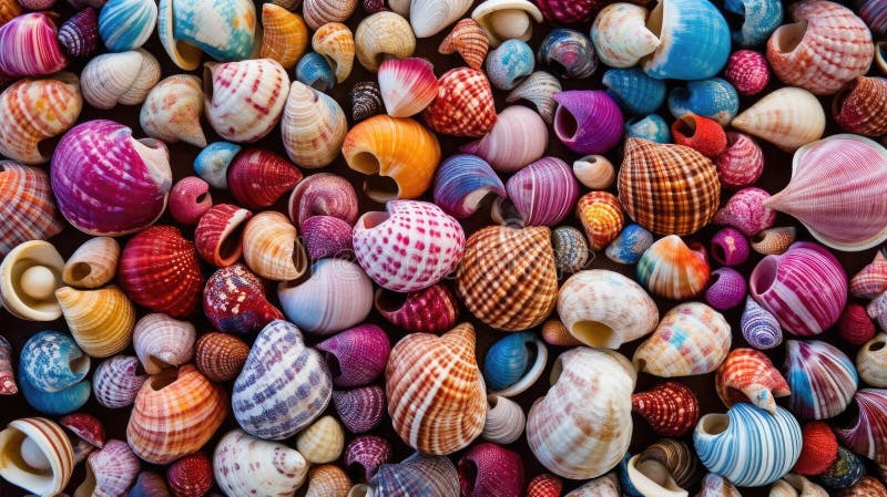 Colorful Marine Shells Background Stock Illustration - Illustration of ...