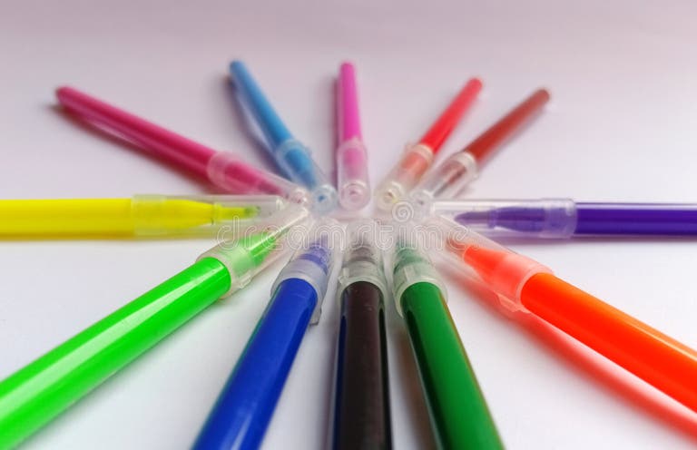 Colorful Marker Pens Arranged in a Circular Pattern Stock Image - Image ...
