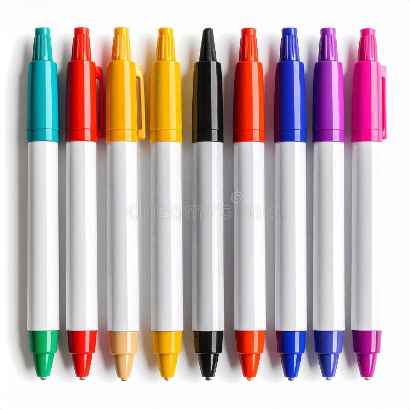 Colorful Markers Arranged on White Background Stock Illustration ...