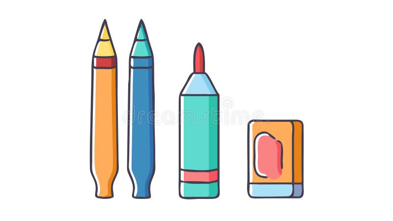 Colorful Markers and Crayons, Drawing Tools, Vector Design Generative ...