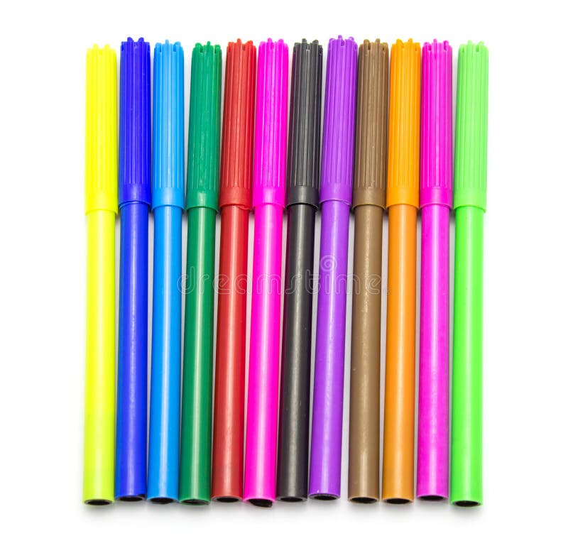 Colorful Markers Pens Multicolored Felt Pens Stock Photo - Image of ...