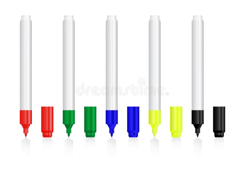 Colorful markers set stock vector. Illustration of clerical - 36436663