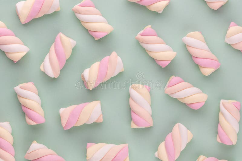 Colorful Marshmallow Laid Out on Pastel Background. Creative Textured ...