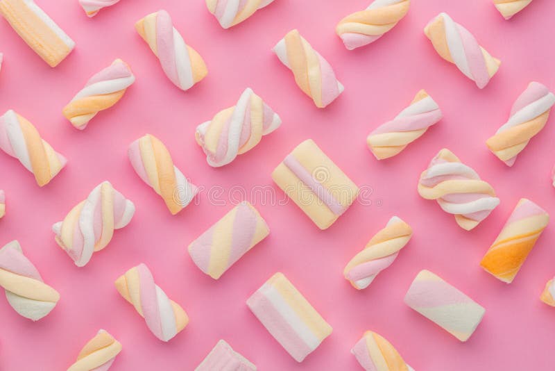 Colorful Marshmallows on Pastel Background Stock Photo - Image of ...