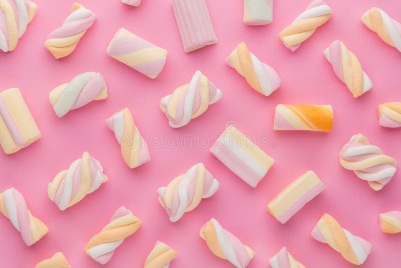 Colorful Marshmallows on Pastel Background Stock Photo - Image of ...