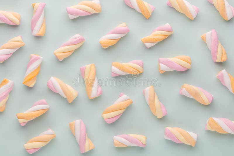 Colorful Marshmallows on Pastel Background Stock Image - Image of ...