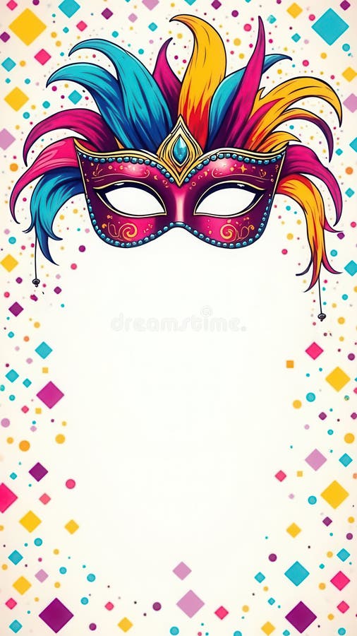 Colorful Masked Party Invite with Copy Space Stock Illustration ...
