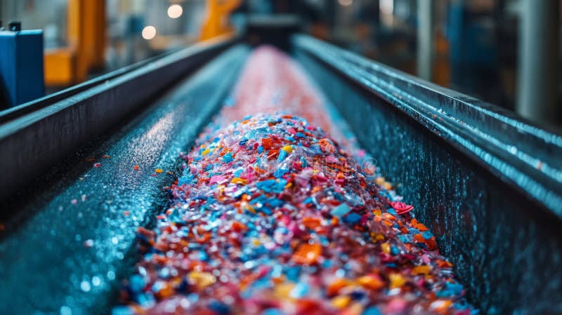 Colorful Materials Being Processed for Recycling in a Modern Logistics ...