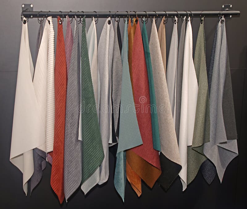 Colorful Materials Pattern Samples on the Wall Stock Photo - Image of ...