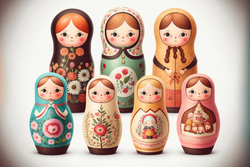 Colorful Matrioshka Dolls. Generative AI Stock Illustration ...