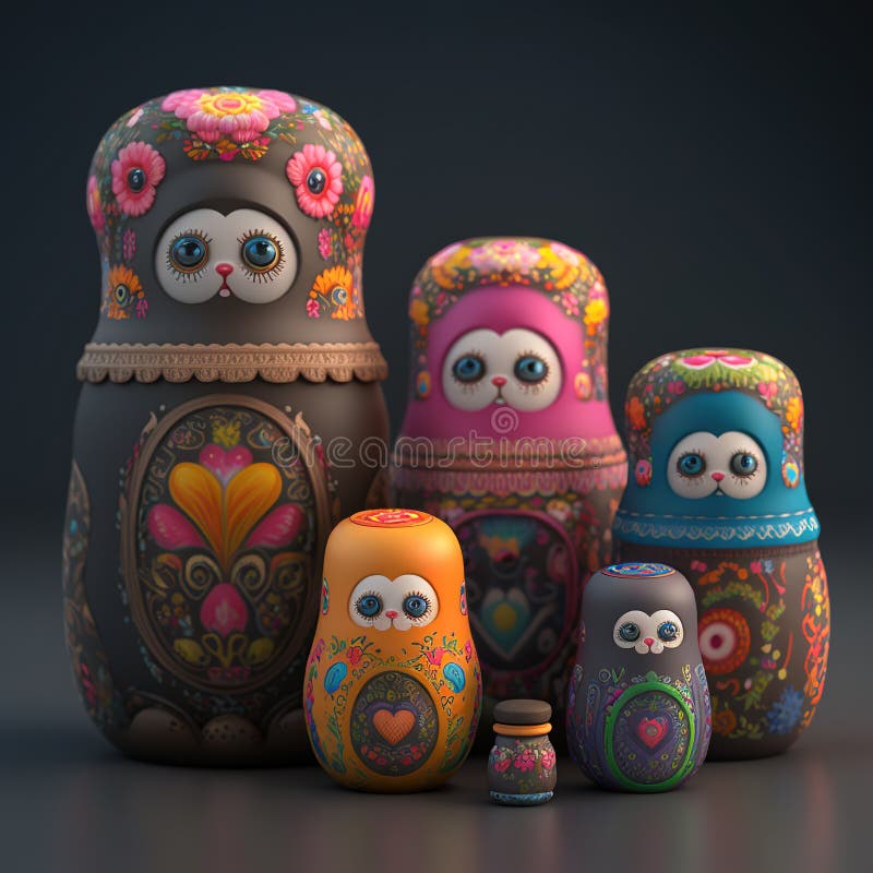 Colorful Matrioshka Dolls. Generative AI Stock Illustration ...
