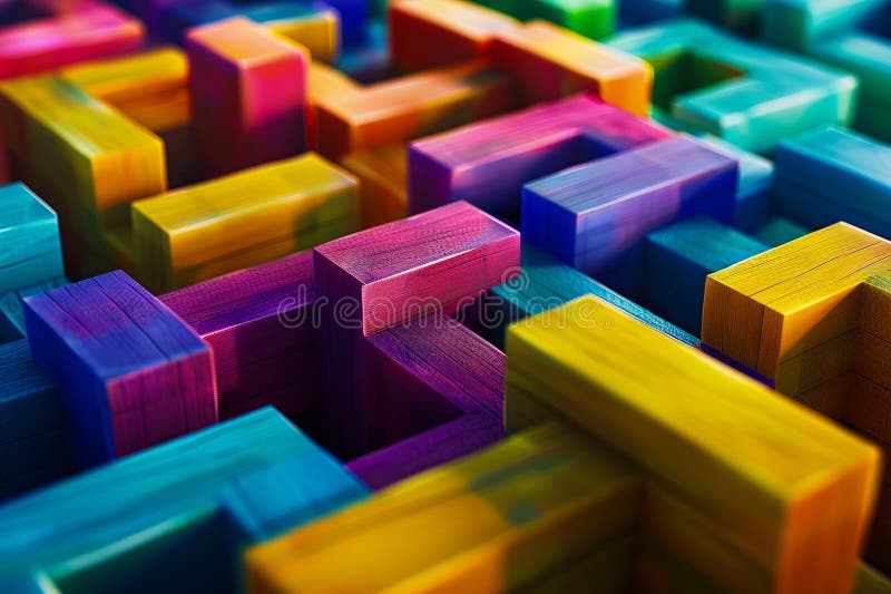 A colorful maze of blocks stock image. Image of generated - 327026335