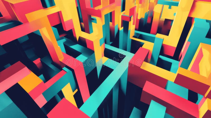 A Colorful Maze Made of Blocks Stock Illustration - Illustration of ...