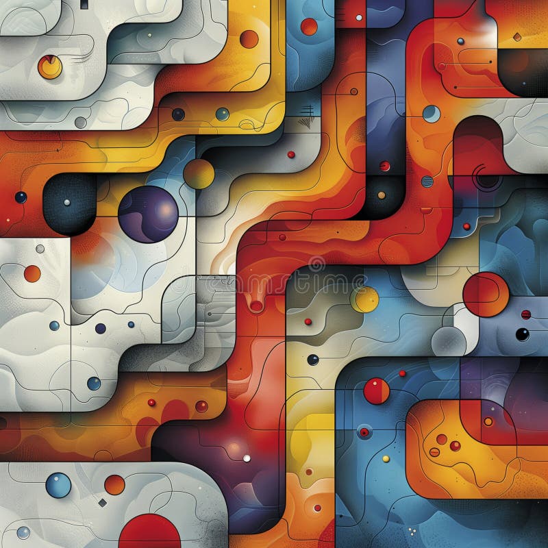A Colorful Maze. the Maze is Made Up of Curved, Interlocking Shapes ...